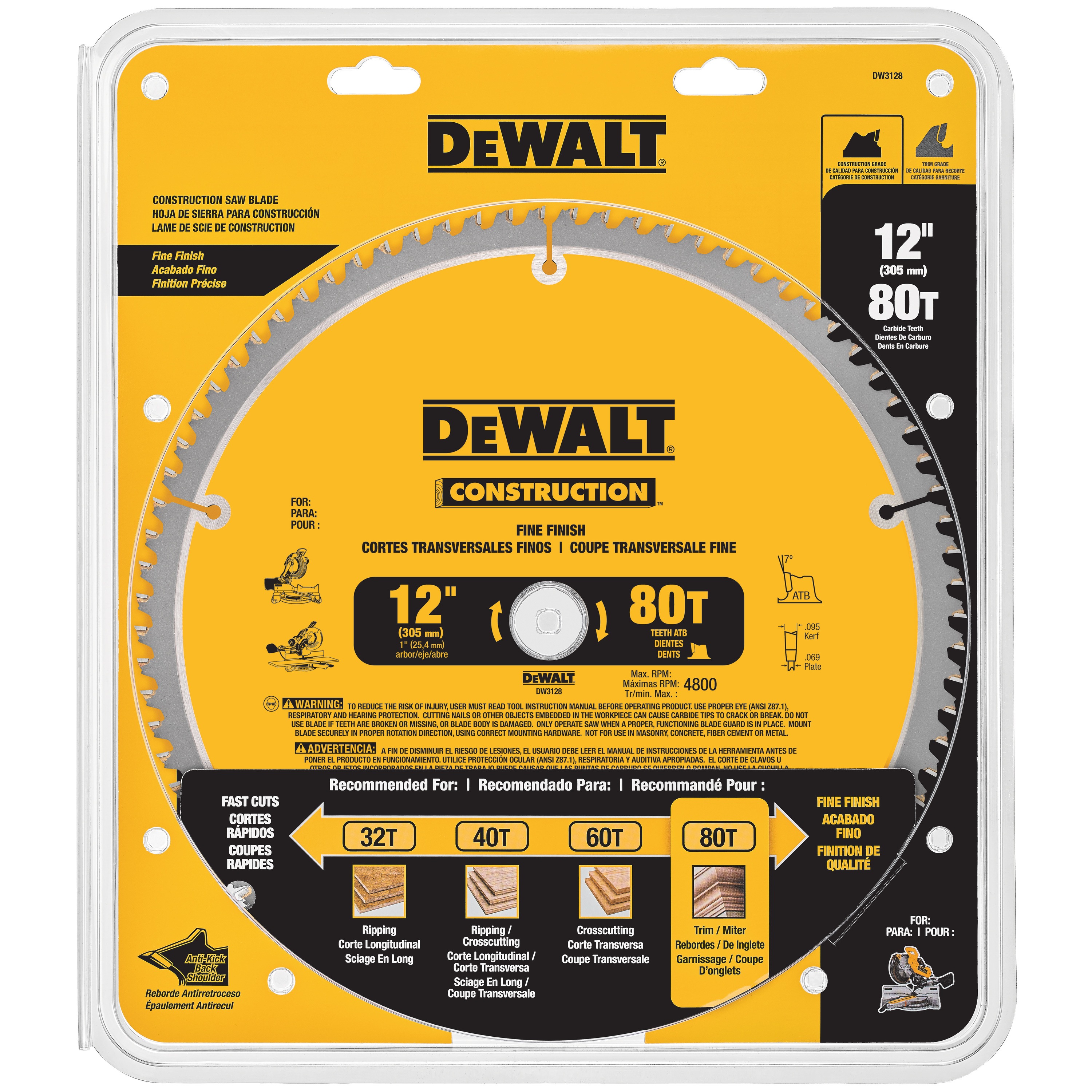 12 in. Construction Miter Saw Blades | DEWALT